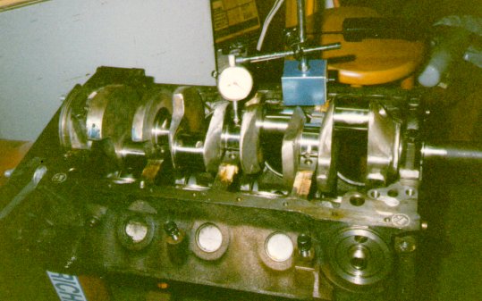 Checking to make sure it's still straight. Note profiling on crankpins.